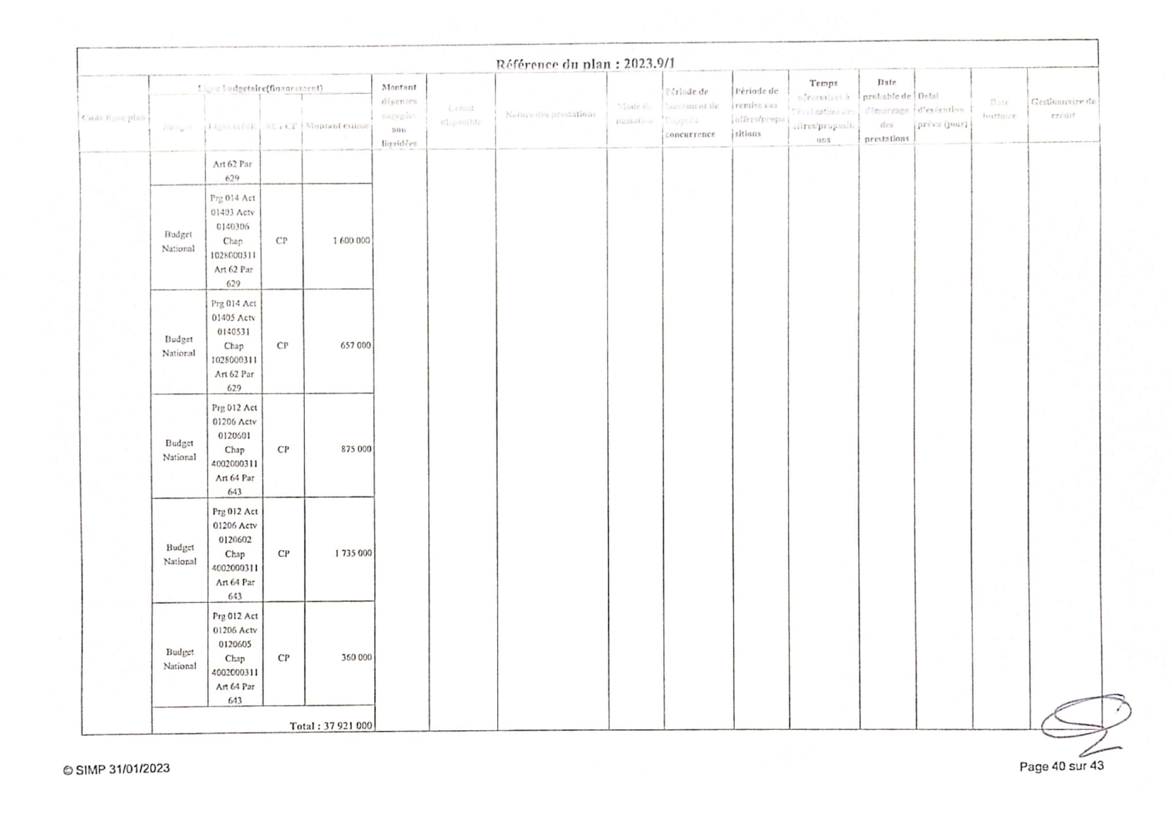 Plan de Passation des Marchés du Ministère de l'Administration ...